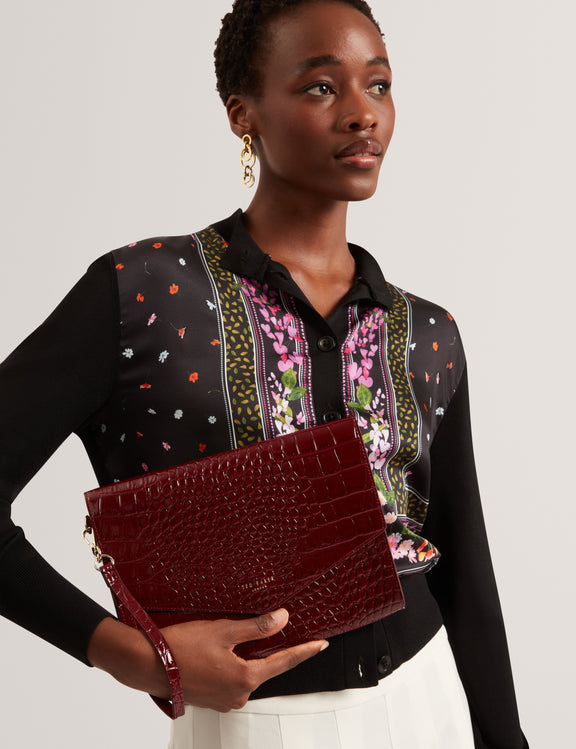 Wesslie Croc Effect Icon Envelope Pouch Wine