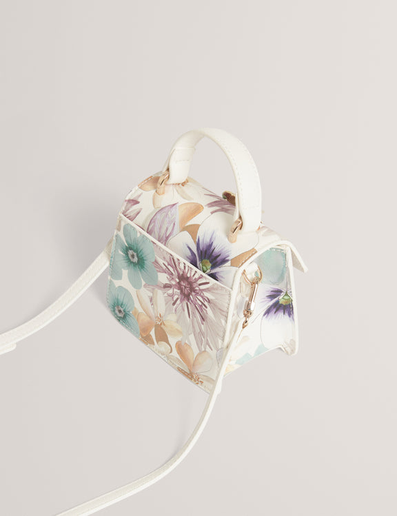 Helensa Petal Print Mini Top Handle Rose Detail White