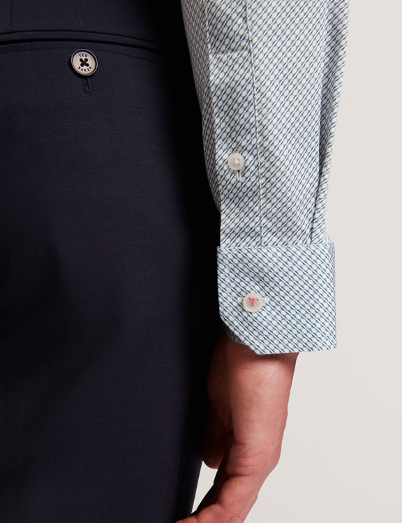 Olweno Long Sleeve Slim Fit Geo Print Shirt Lt-Blue