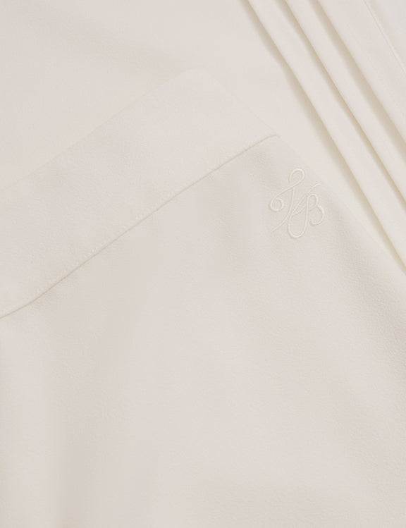 Gorjja Piping Detail Wide Leg Crepe Trouser Ivory